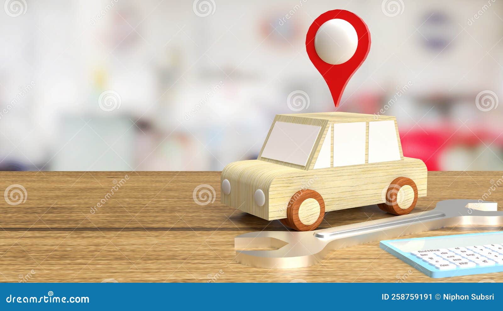 Car and Tool for Auto Service 3d Rendering Stock Illustration ...