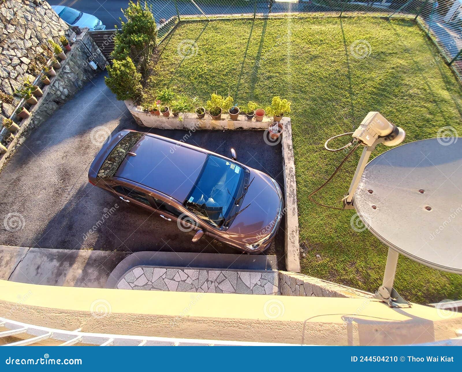 Car top down view stock photo. Image of waterway, balcony - 244504210