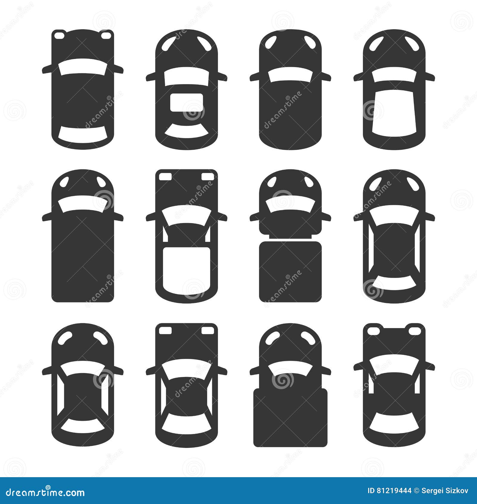 Car Top View Icons Set. Vector | CartoonDealer.com #81219444