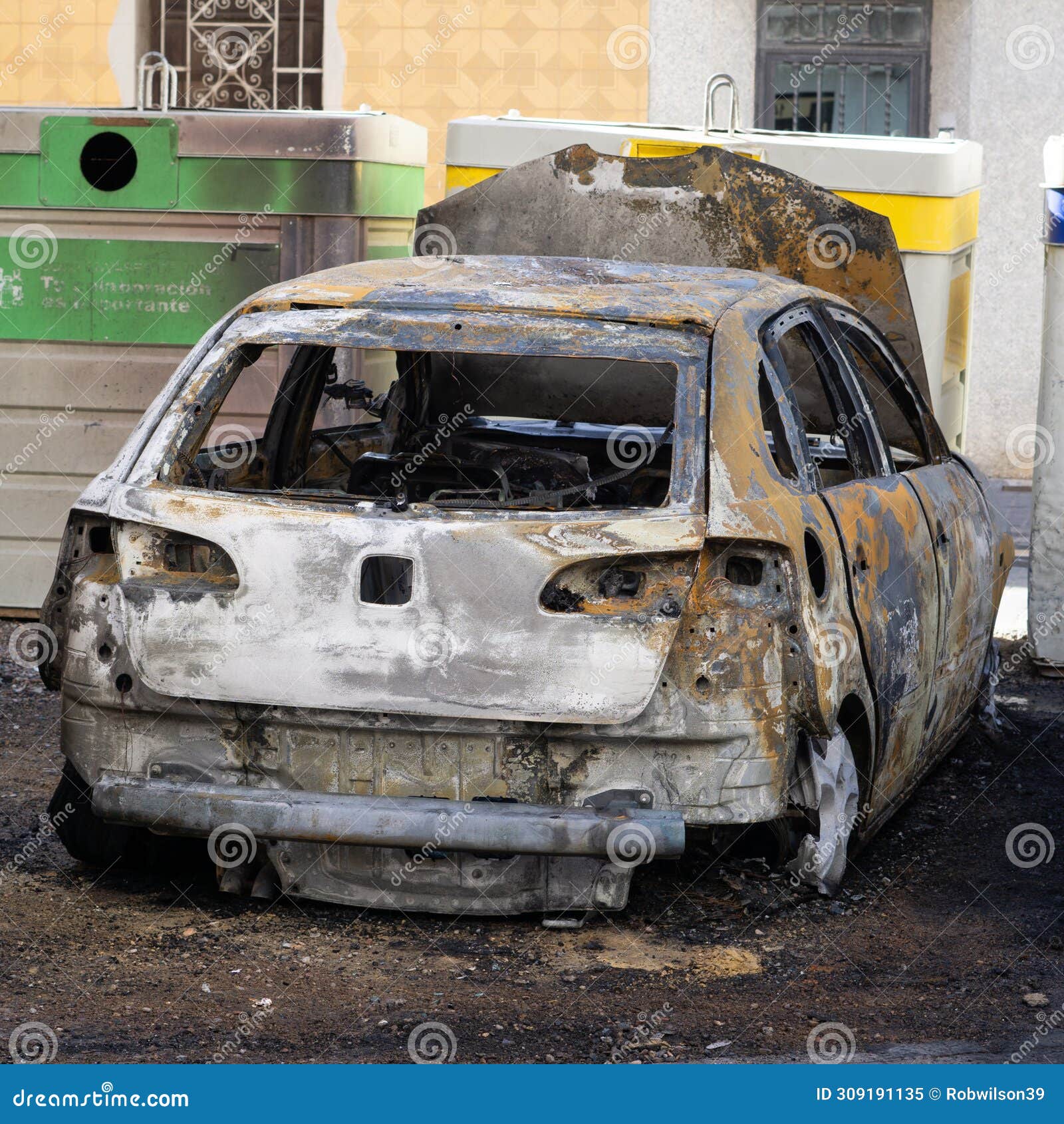A Car Totally Destroyed by Fire Stock Image - Image of melted, square ...