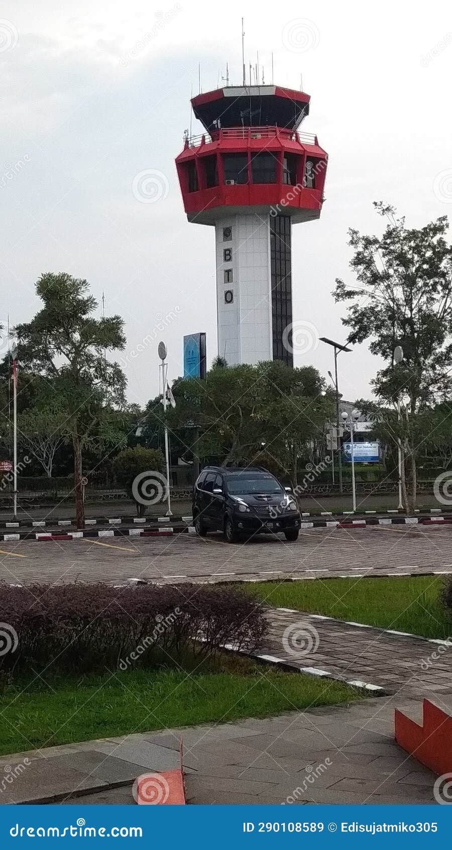 Car with Tower, a View in the Corner of the City Stock Image - Image of ...