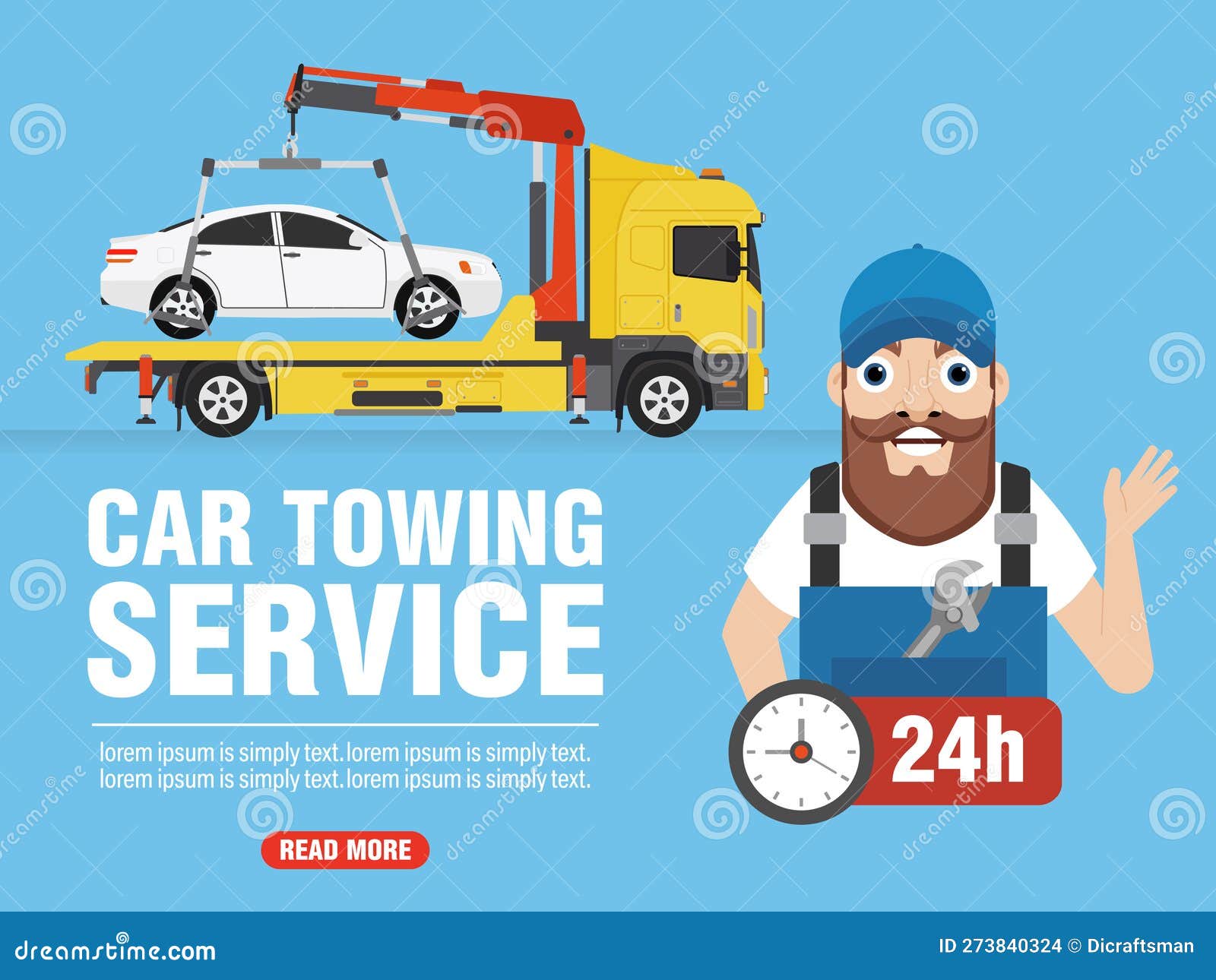 Car Towing Service Concept Design Flat Banner Stock Vector ...