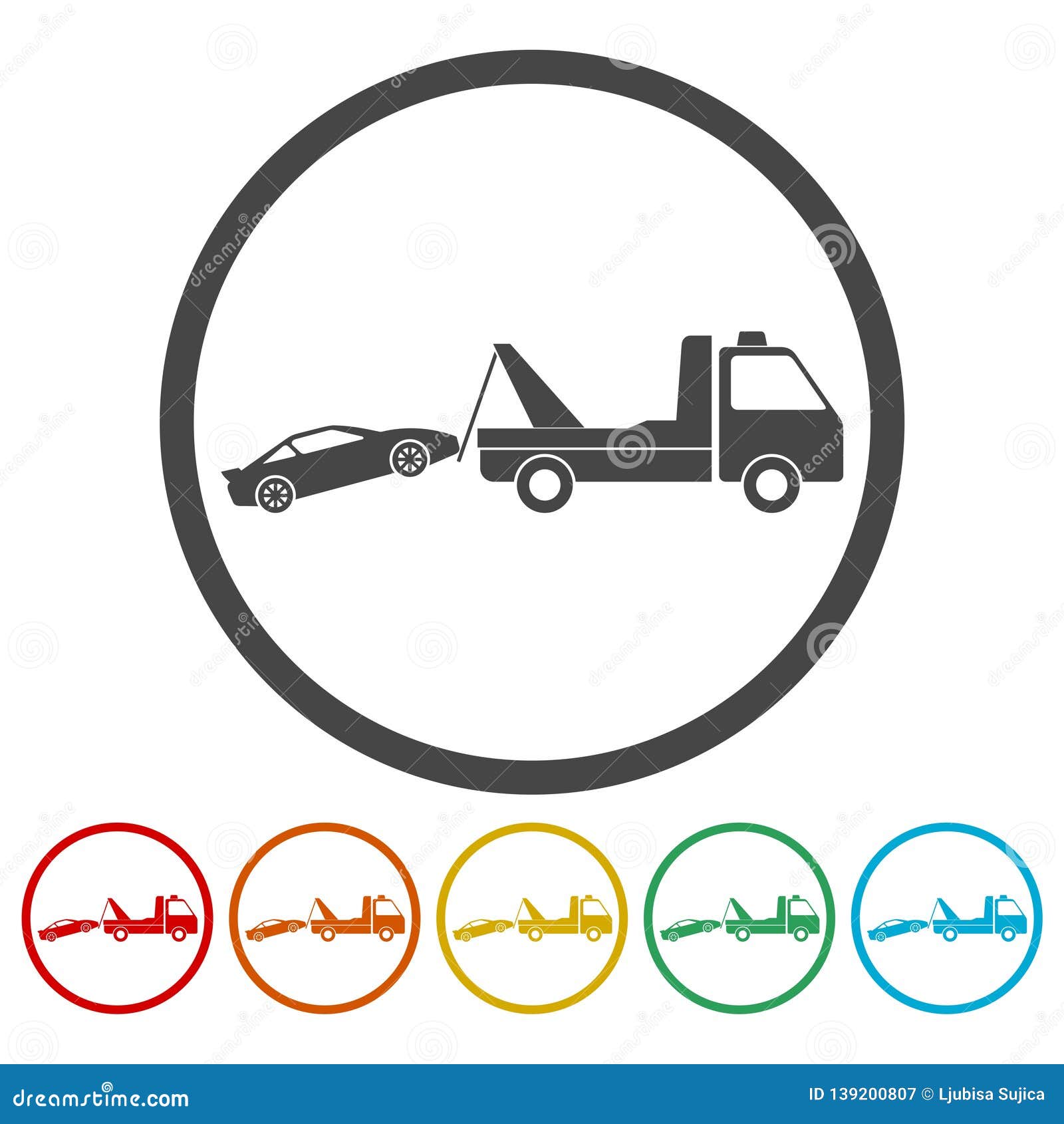 Car towing truck icon stock vector. Illustration of service - 139200807