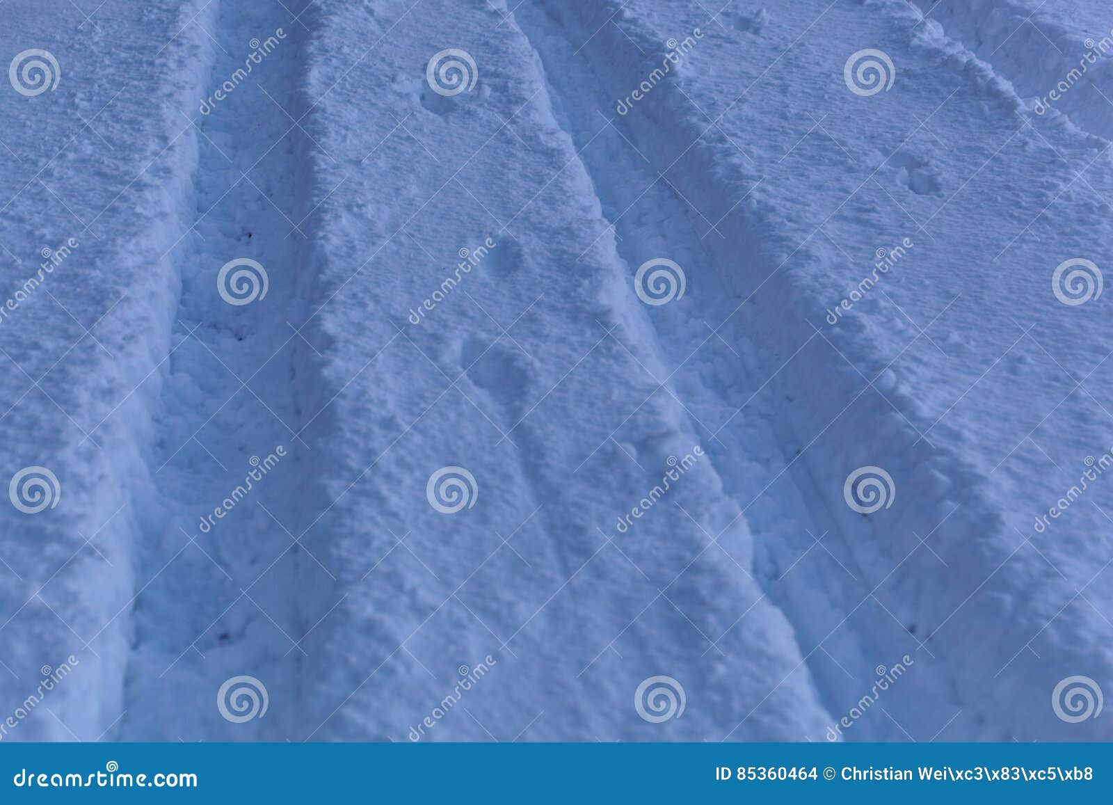 Car traces in snow stock photo. Image of seasonal, shiny - 85360464