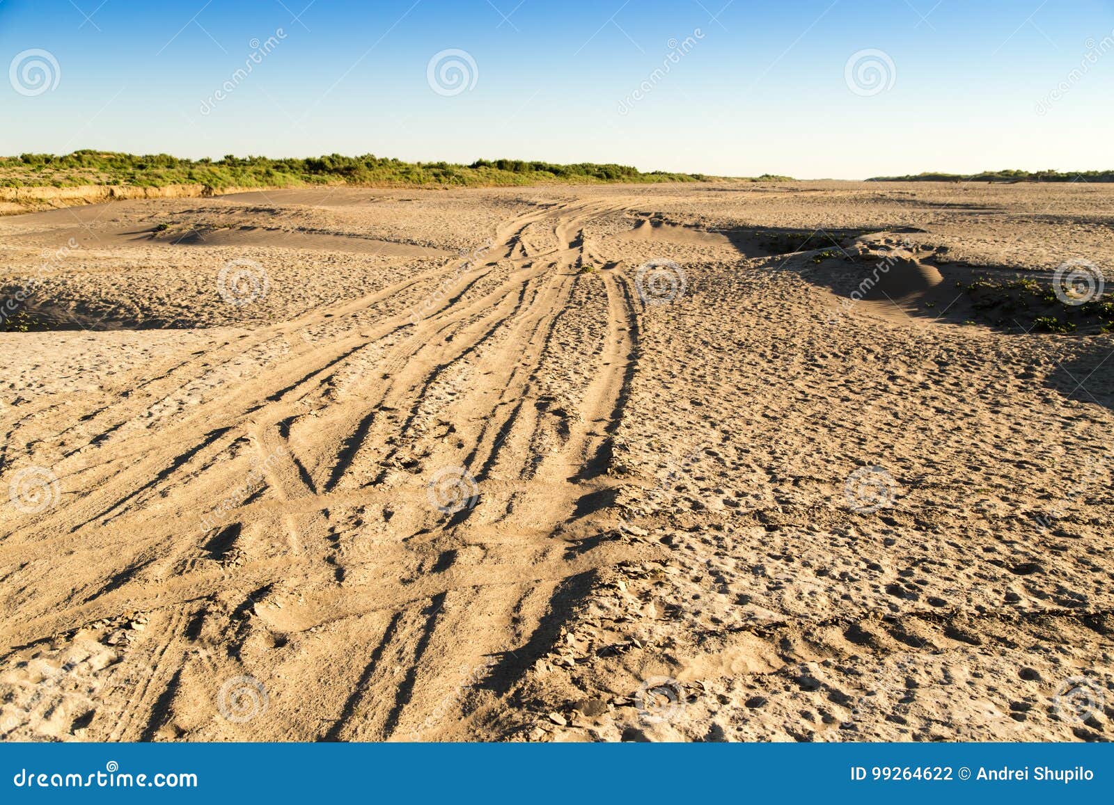 Car Track on the Sand in the Desert Stock Photo - Image of sand, road ...