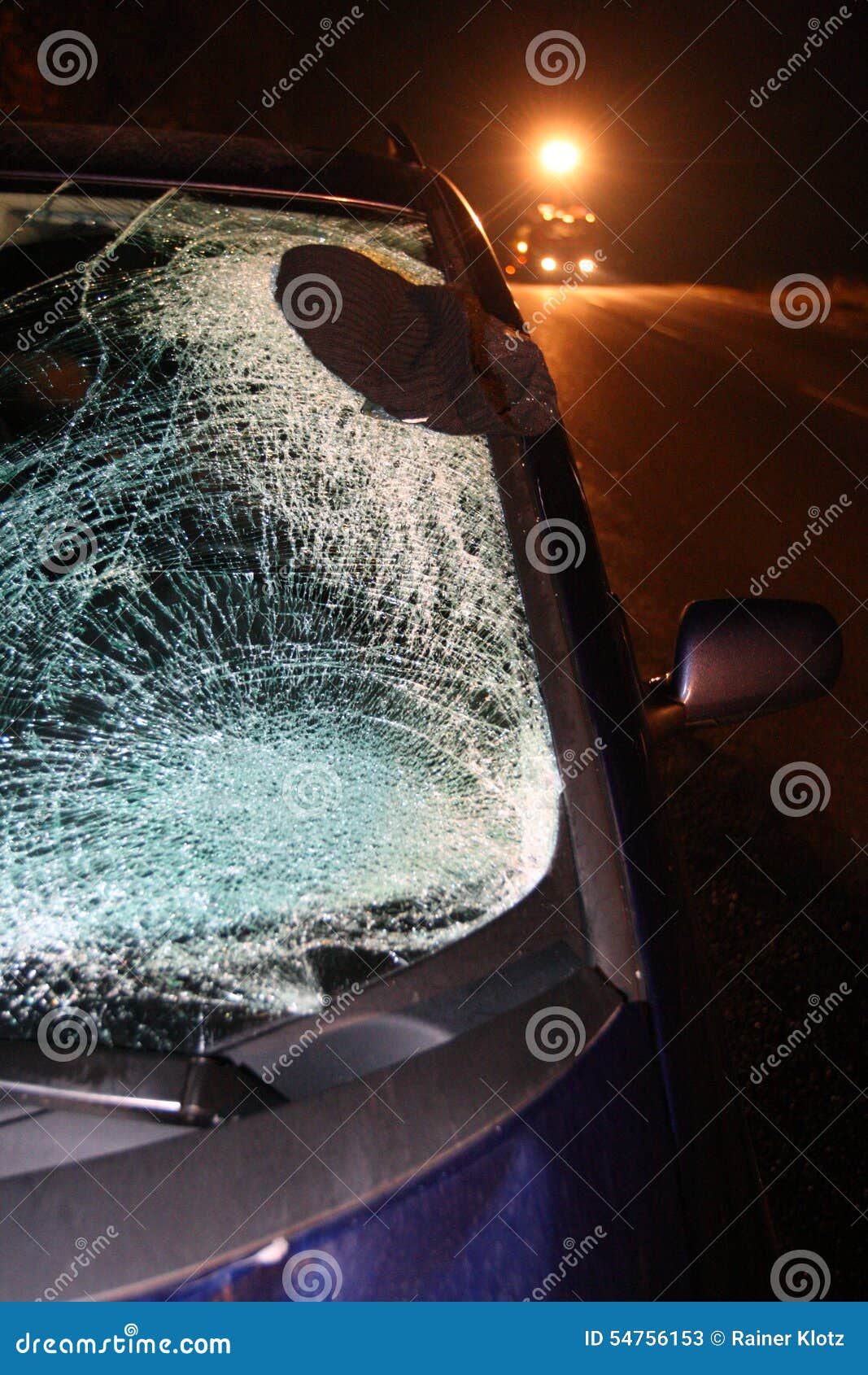 Broken Car Window At Night
