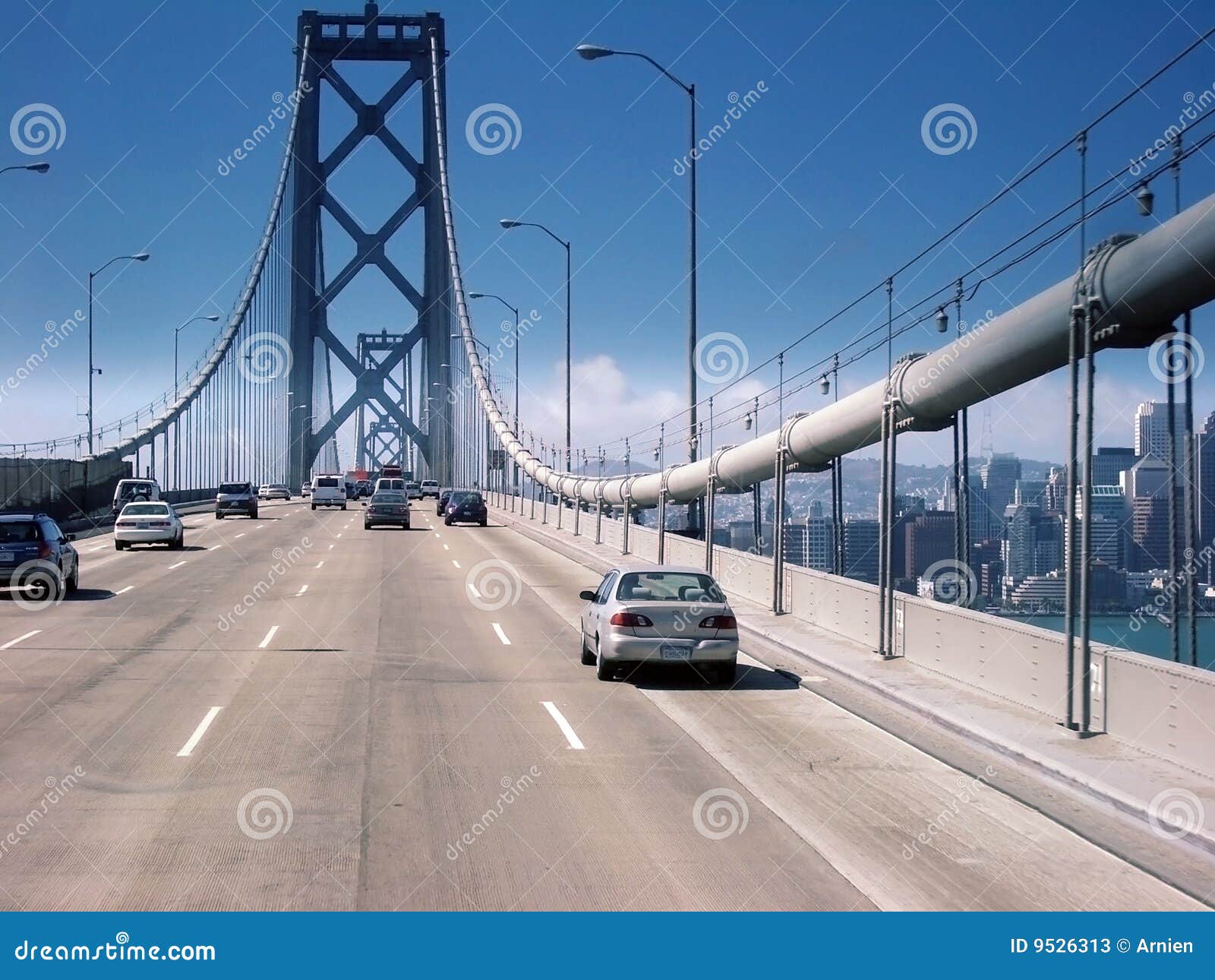 Car traffic on a bridge stock image. Image of river, suspension - 9526313