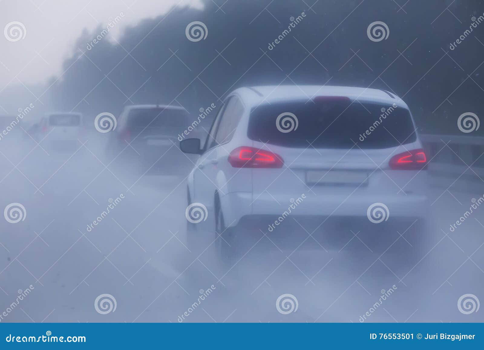 Car Traffic on Highway in Rain Stock Image - Image of motion, tail ...