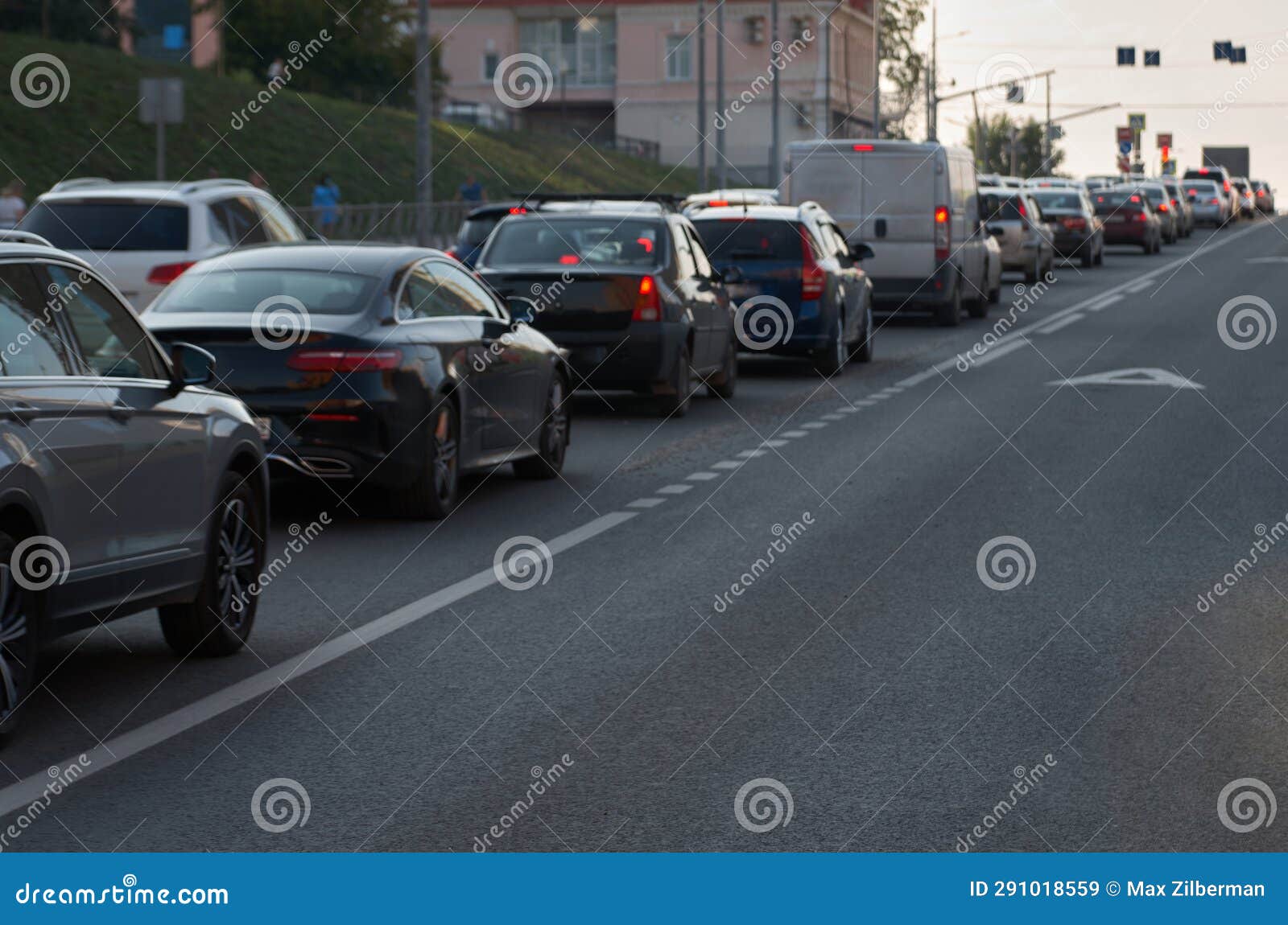 Car Traffic Jam on a City Street Stock Image - Image of late, outdoors ...