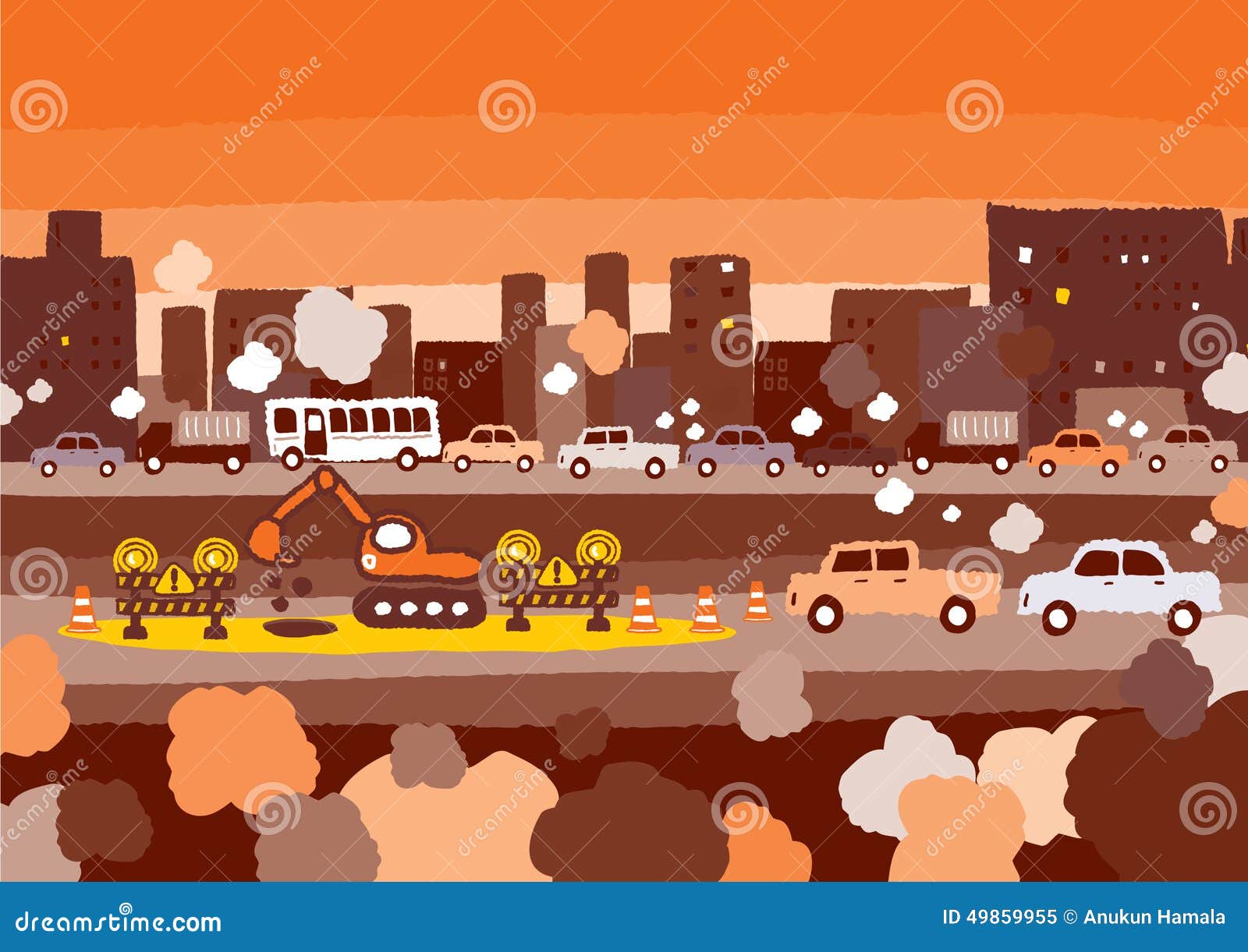 Car traffic jam stock vector. Illustration of highway - 49859955