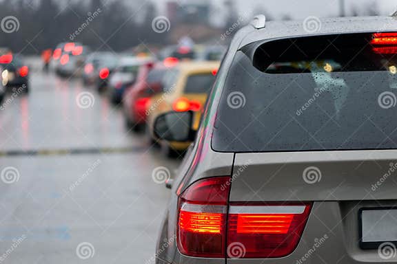 Car Traffic Jam Queue Intensive Traffic Hours Stock Image - Image of ...