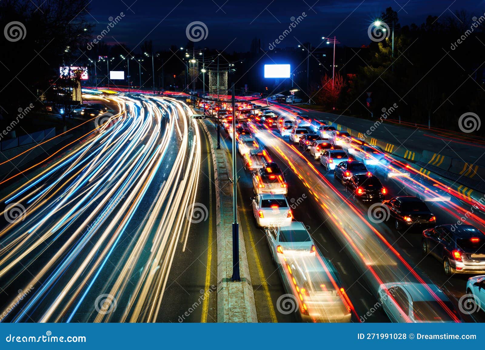 Car Traffic Light at Night City. Stock Photo - Image of road, dark ...
