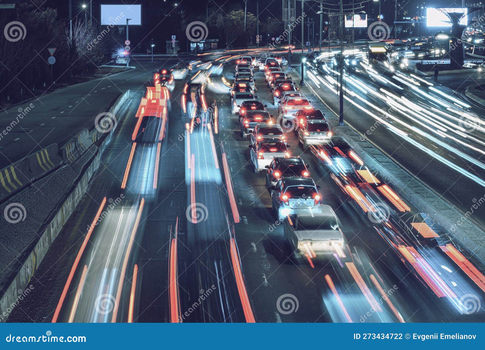 Car Traffic Light at Night City. Stock Photo - Image of move, driving ...