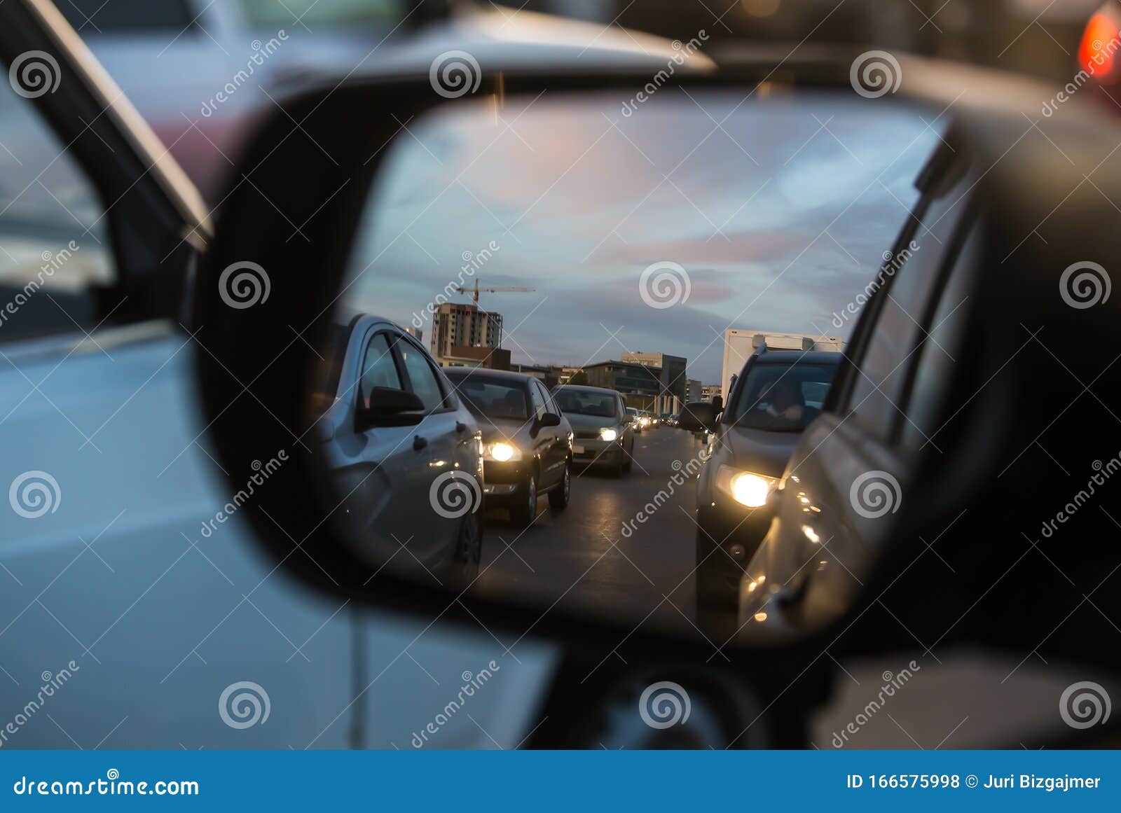 Car Traffic in a Car Mirror Stock Photo - Image of drive, cabdriver ...