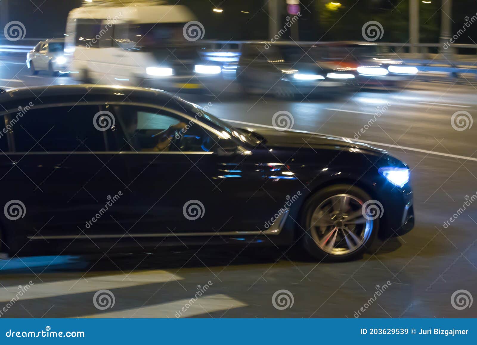 Car Traffic at Night at the Crossroads Stock Image - Image of ...