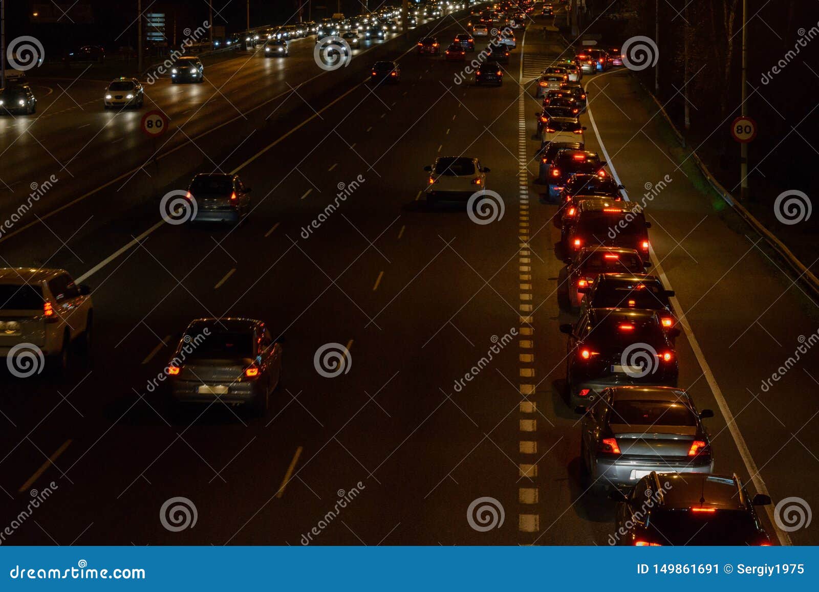 Car Traffic at Night on the Road Stock Image - Image of movement ...
