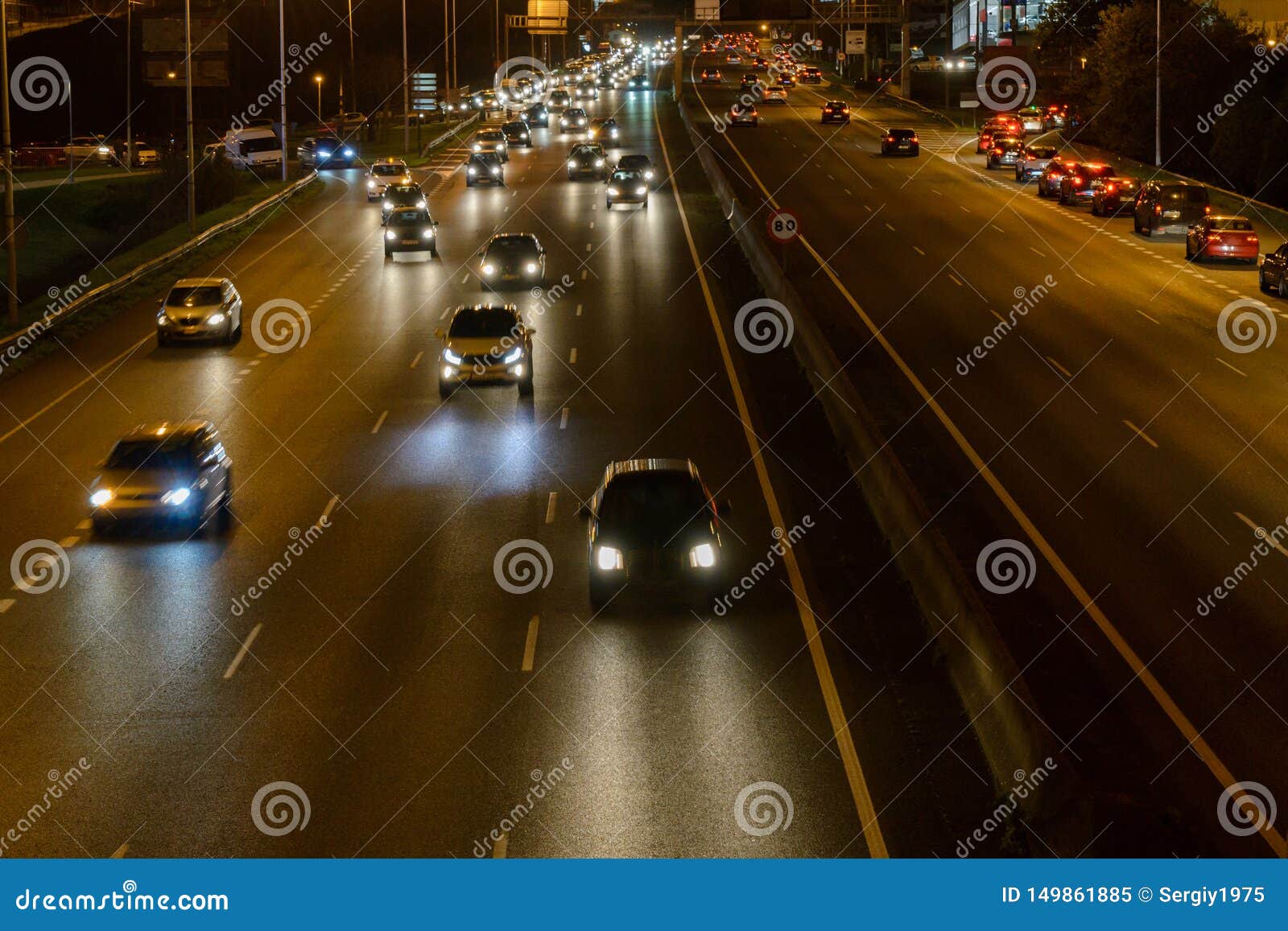 Car Traffic at Night on the Road Stock Image - Image of gasoline ...