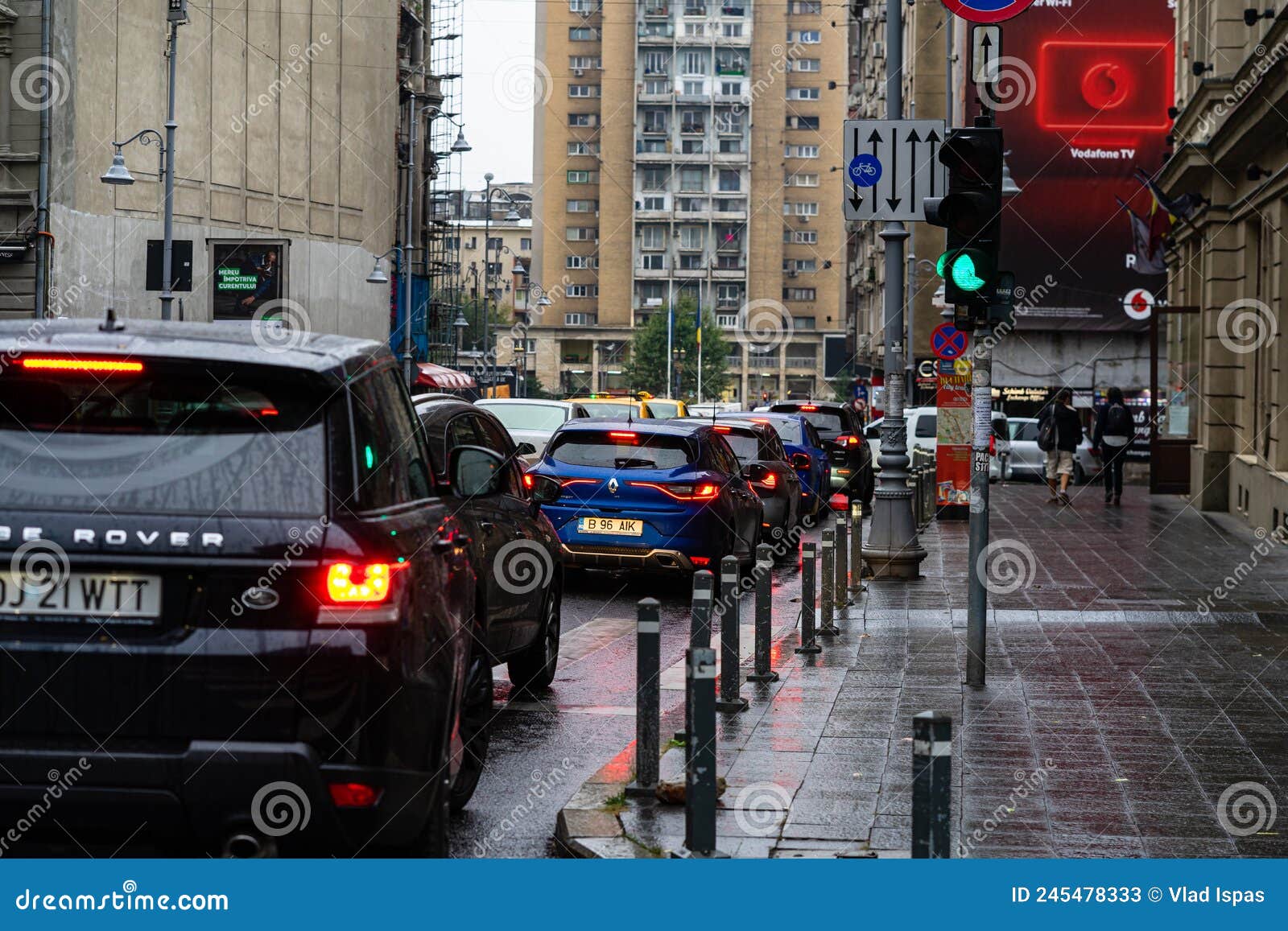 Car Traffic at Rush Hour. Car Pollution, Traffic Jam in Bucharest ...