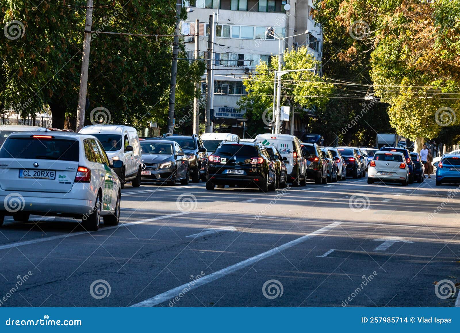 Car Traffic at Rush Hour. Car Pollution, Traffic Jam in Bucharest ...
