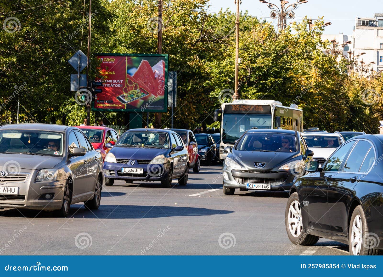 Car Traffic at Rush Hour. Car Pollution, Traffic Jam in Bucharest ...