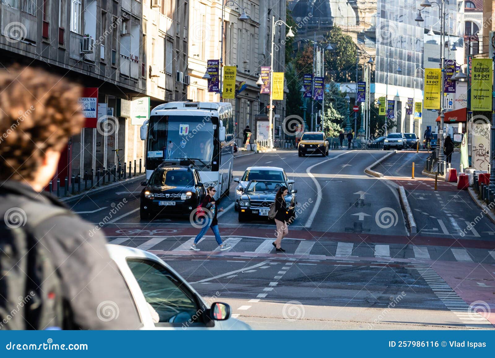 Car Traffic at Rush Hour. Car Pollution, Traffic Jam in Bucharest ...