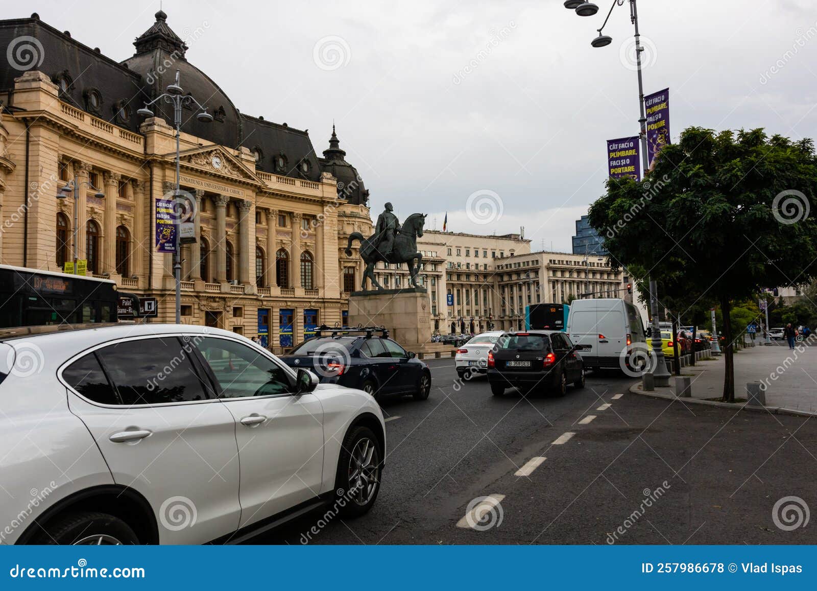 Car Traffic at Rush Hour. Car Pollution, Traffic Jam in Bucharest ...