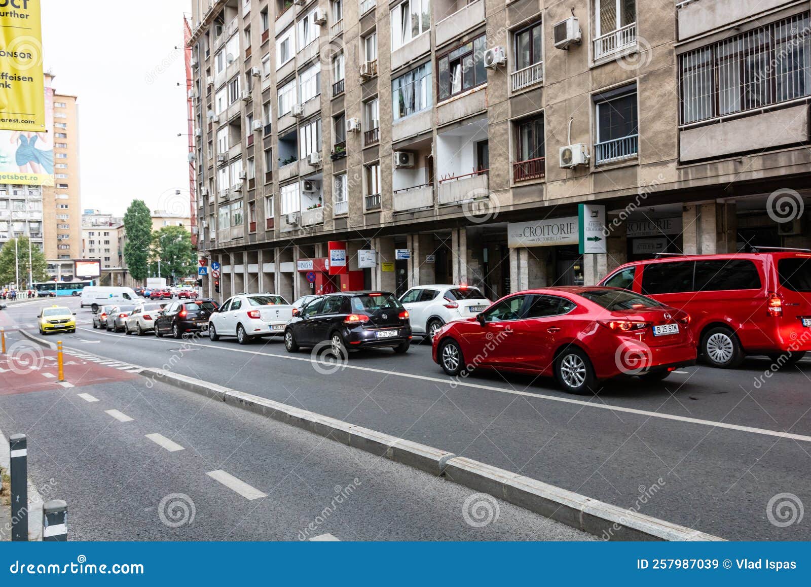 Car Traffic at Rush Hour. Car Pollution, Traffic Jam in Bucharest ...
