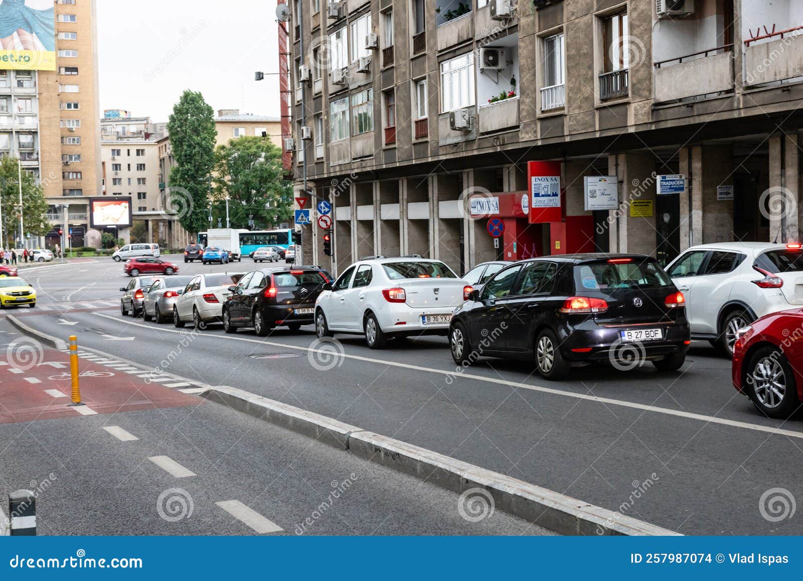 Car Traffic at Rush Hour. Car Pollution, Traffic Jam in Bucharest ...