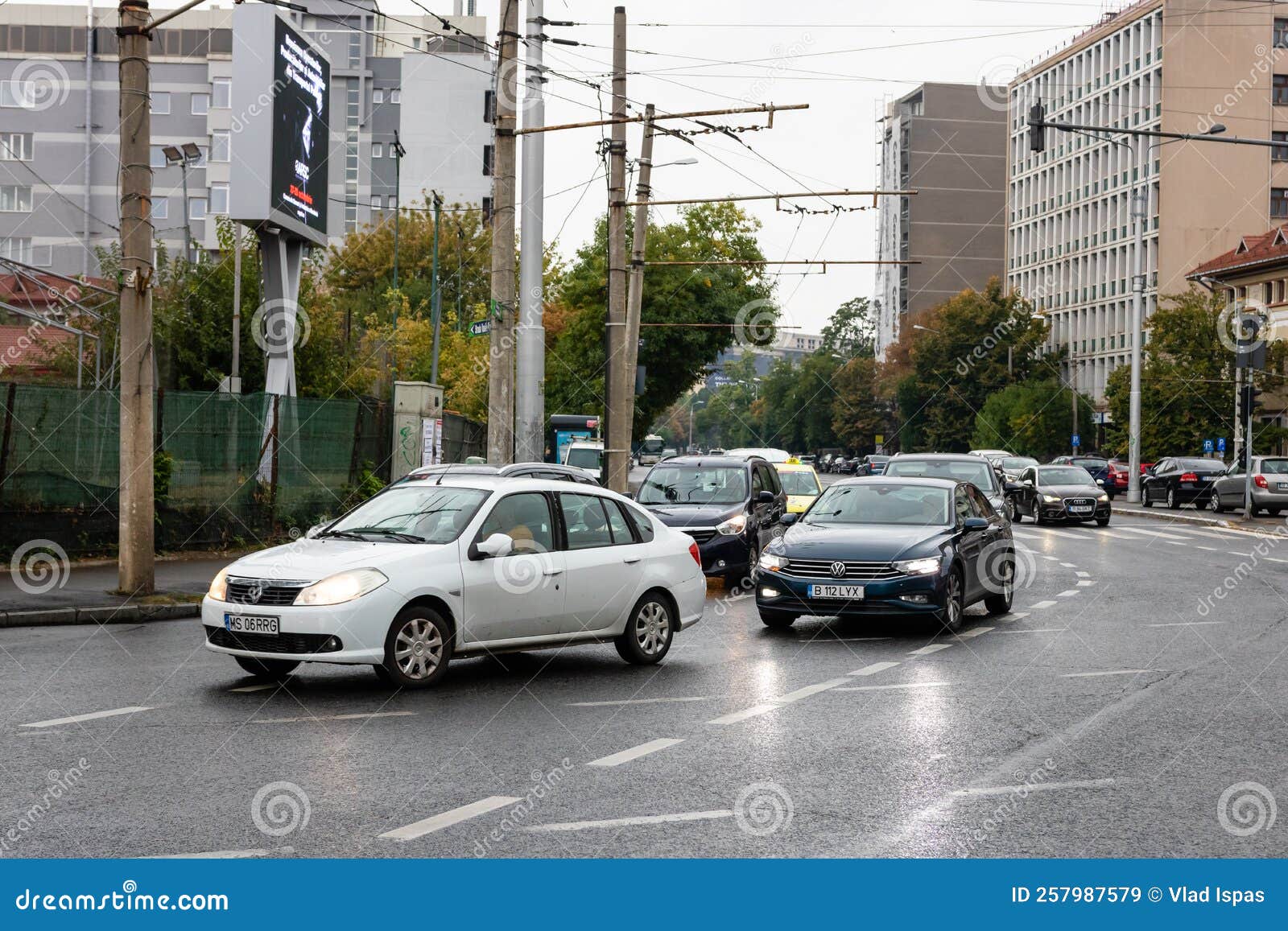 Car Traffic at Rush Hour. Car Pollution, Traffic Jam in Bucharest ...