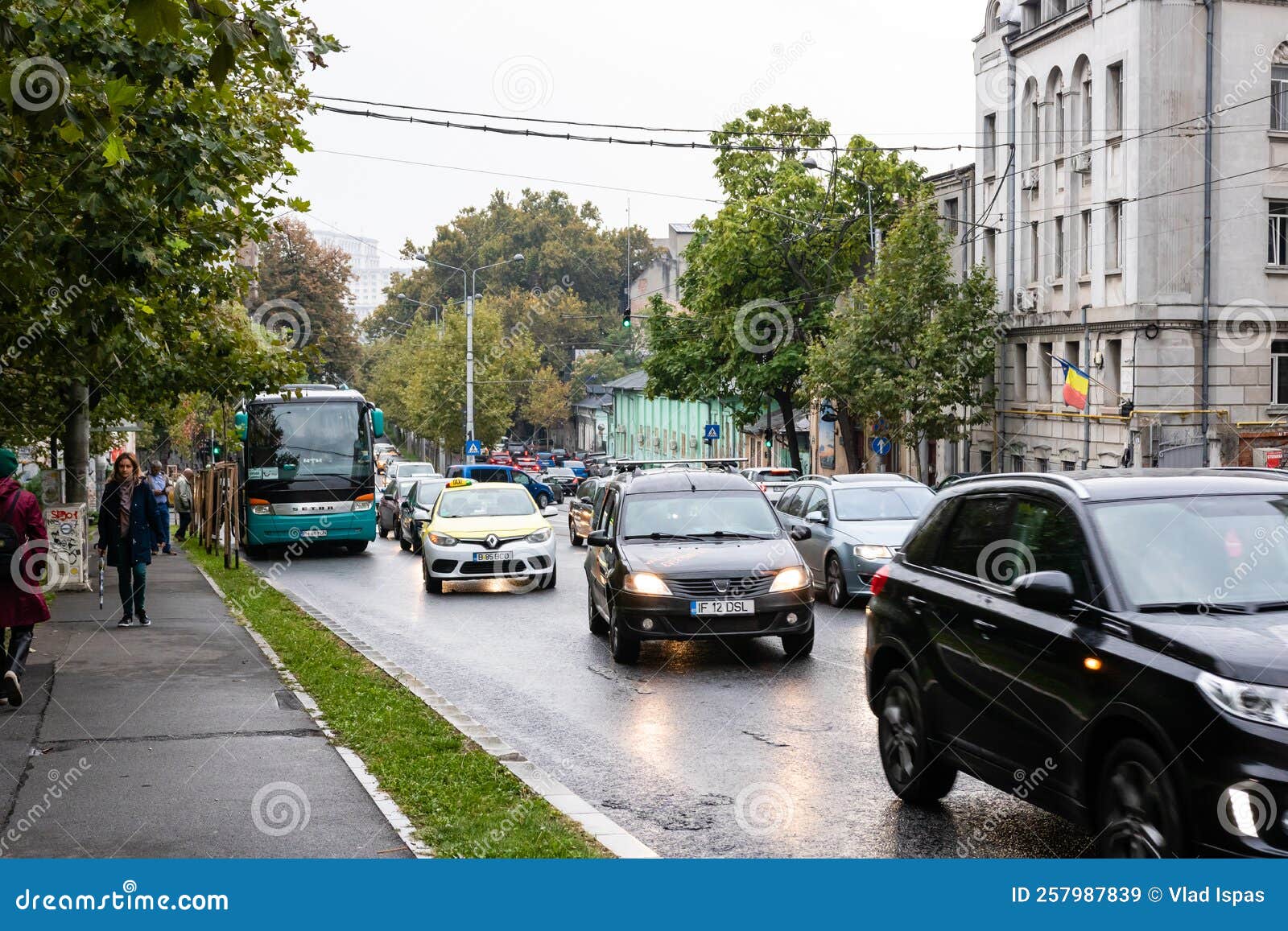 Car Traffic at Rush Hour. Car Pollution, Traffic Jam in Bucharest ...