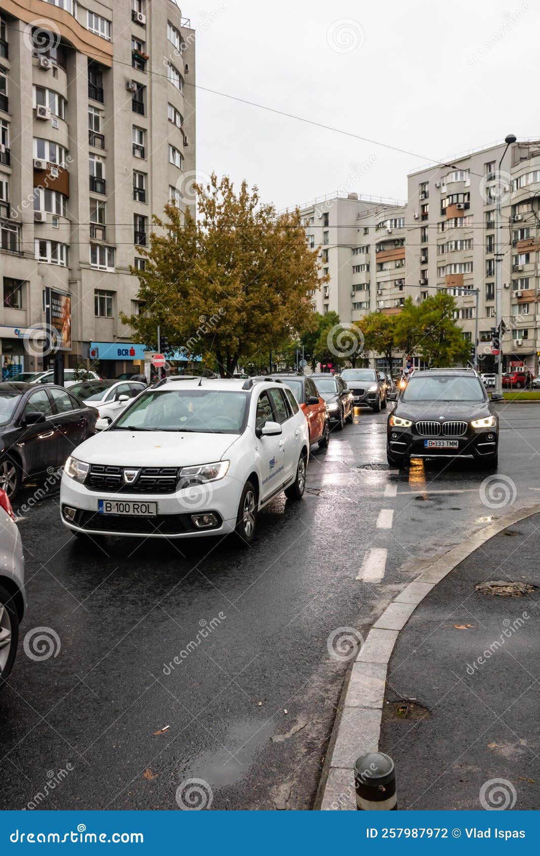 Car Traffic at Rush Hour. Car Pollution, Traffic Jam in Bucharest ...