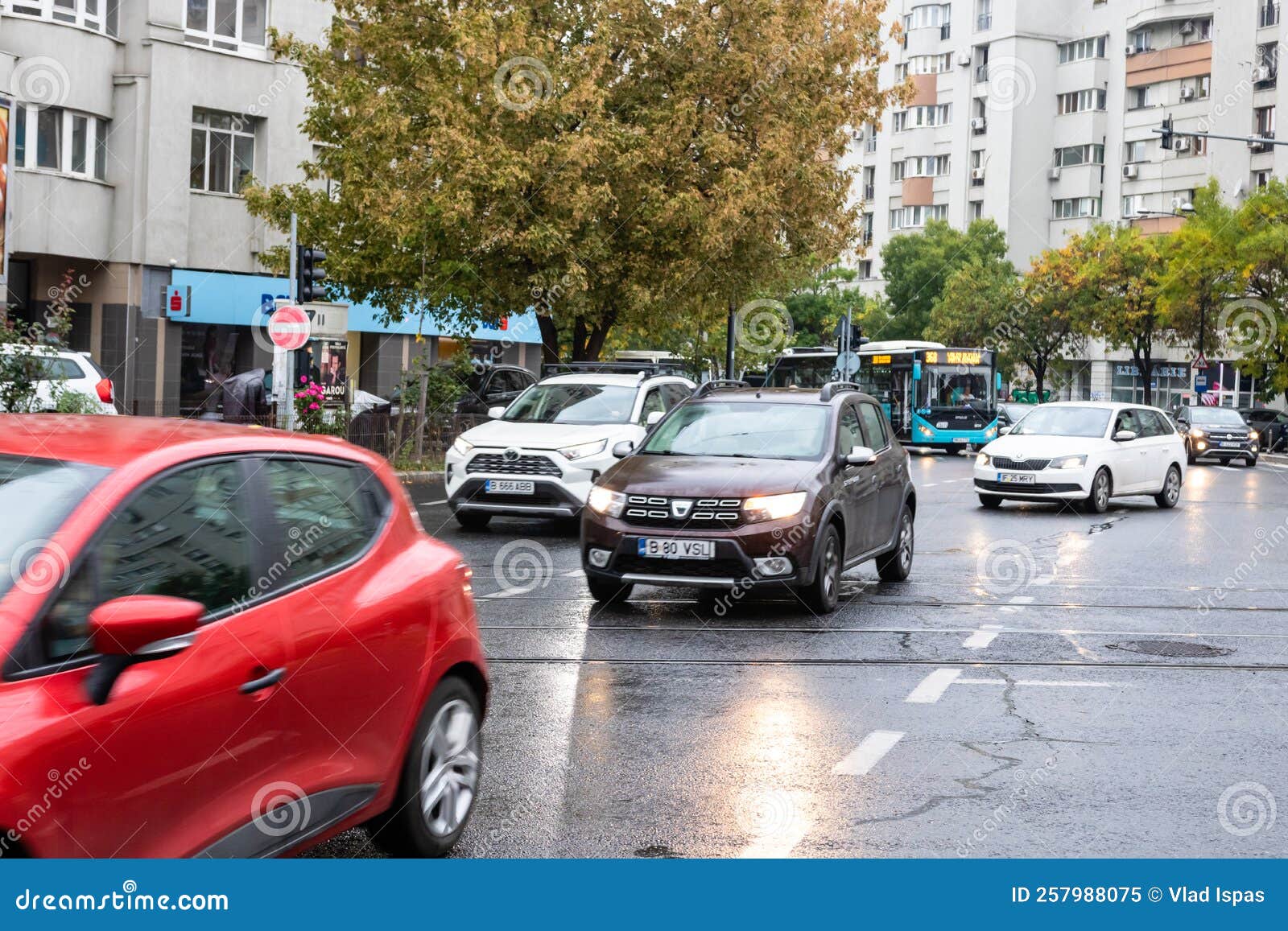 Car Traffic at Rush Hour. Car Pollution, Traffic Jam in Bucharest ...