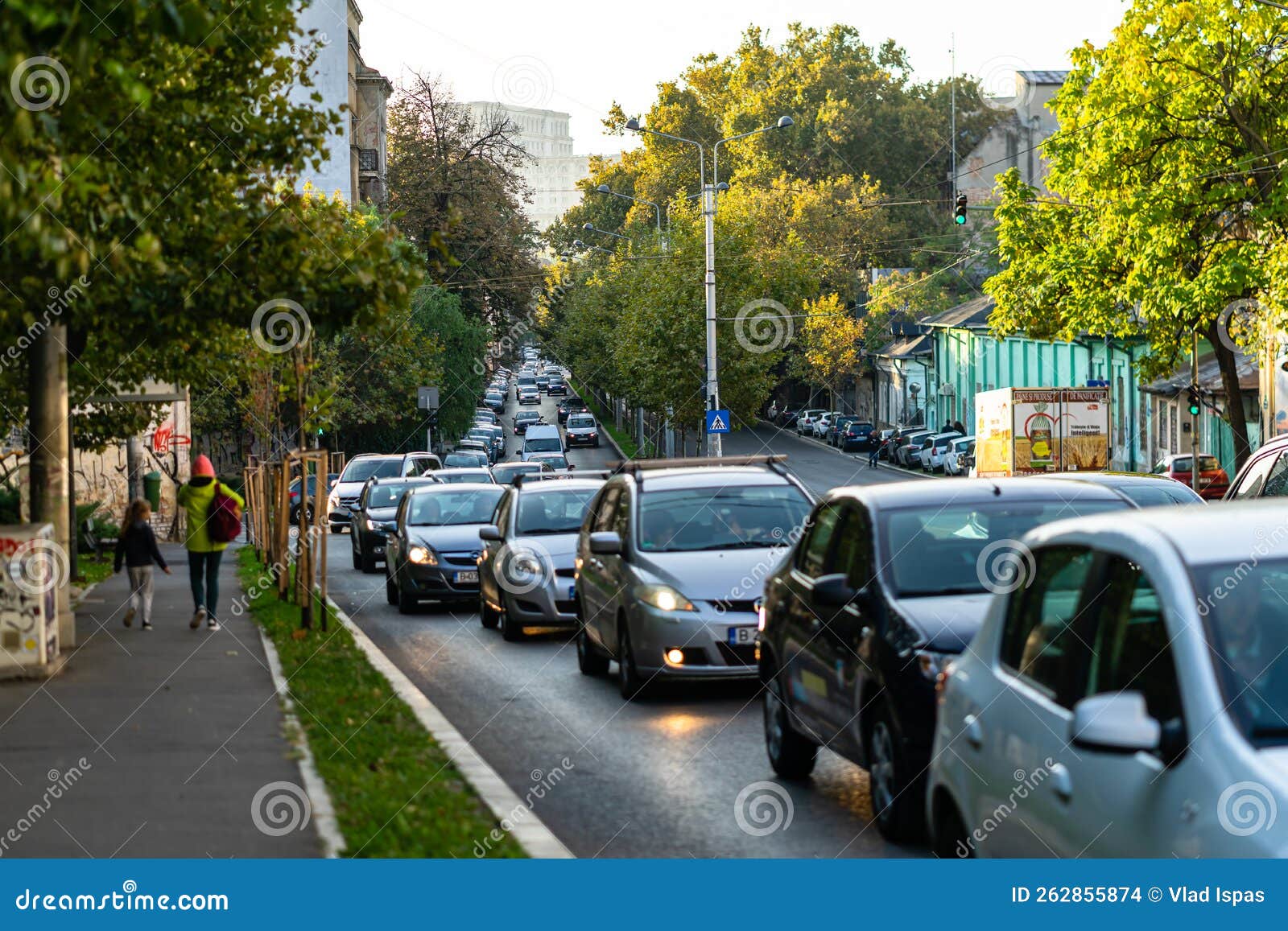 Car Traffic at Rush Hour, Car Pollution, Traffic Jam in Bucharest ...