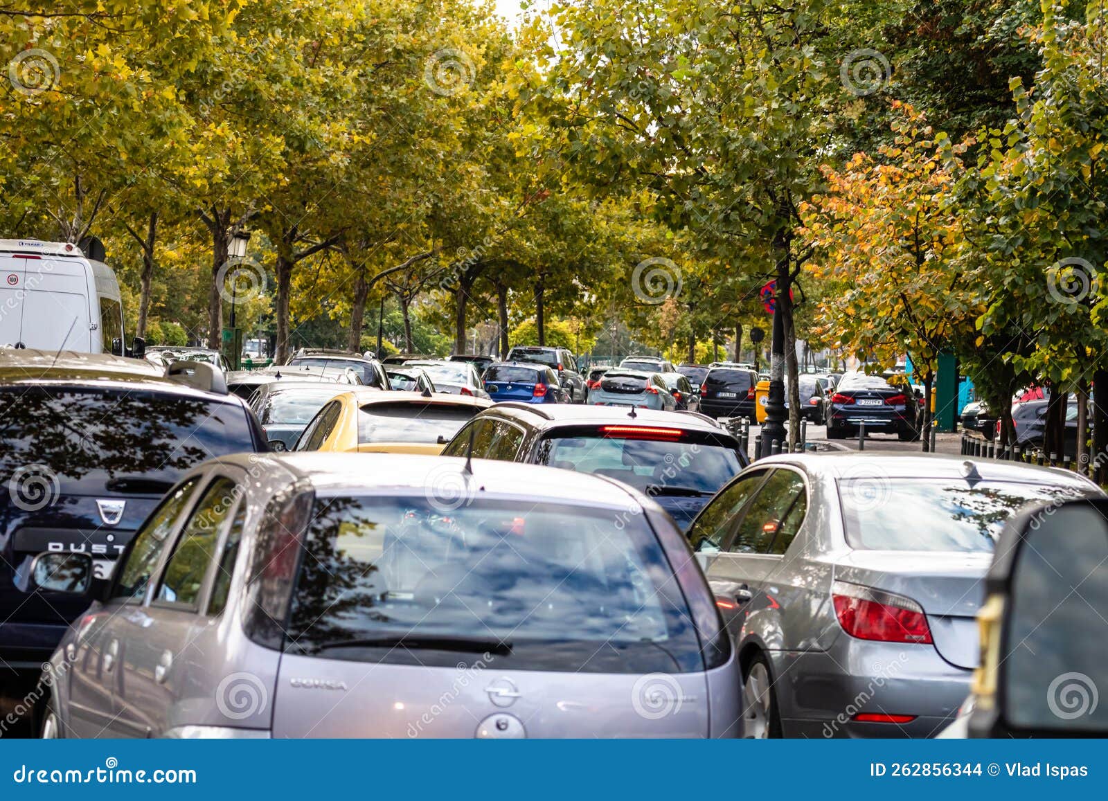 Car Traffic at Rush Hour, Car Pollution, Traffic Jam in Bucharest ...