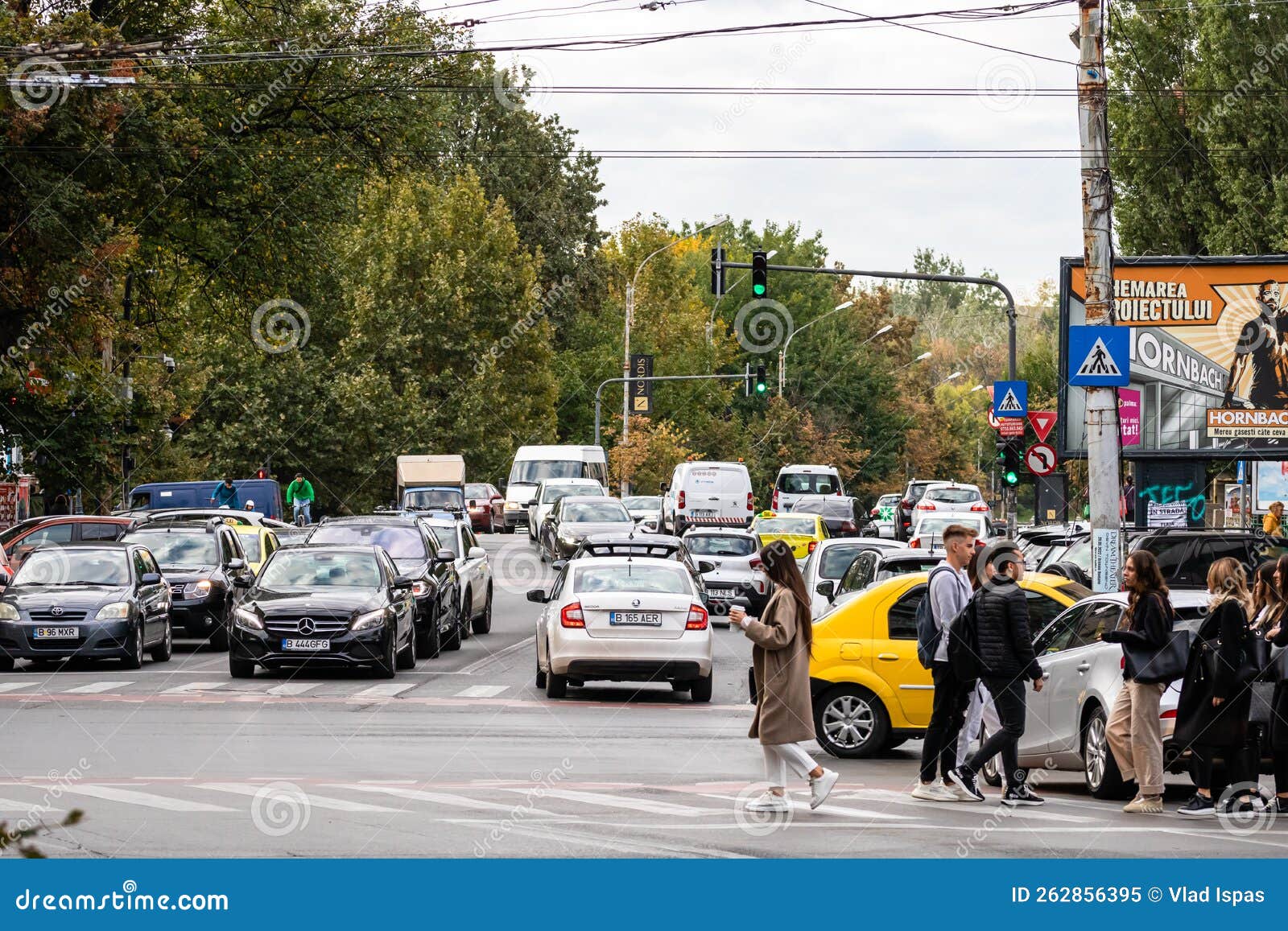 Car Traffic at Rush Hour, Car Pollution, Traffic Jam in Bucharest ...