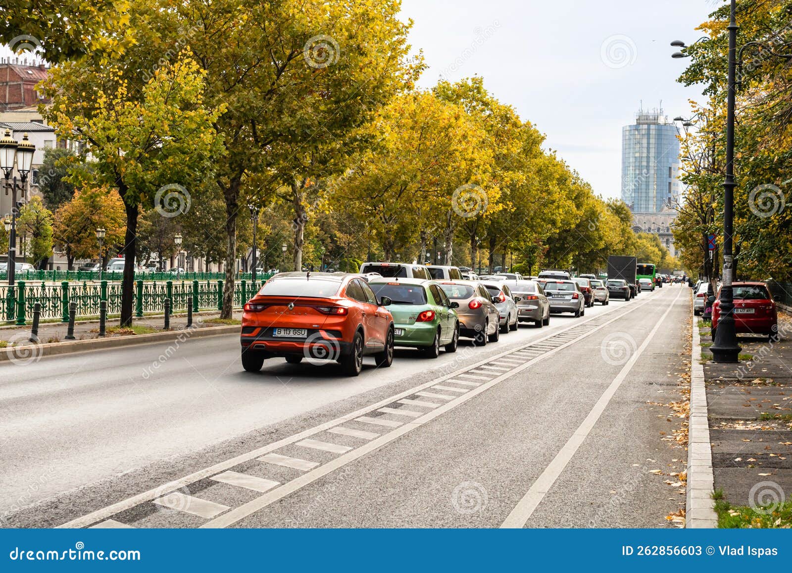 Car Traffic at Rush Hour, Car Pollution, Traffic Jam in Bucharest ...