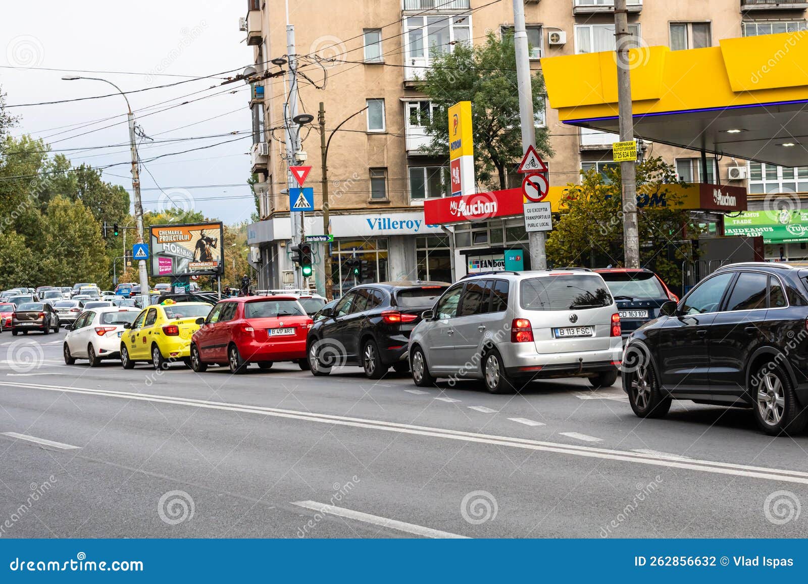 Car Traffic at Rush Hour, Car Pollution, Traffic Jam in Bucharest ...