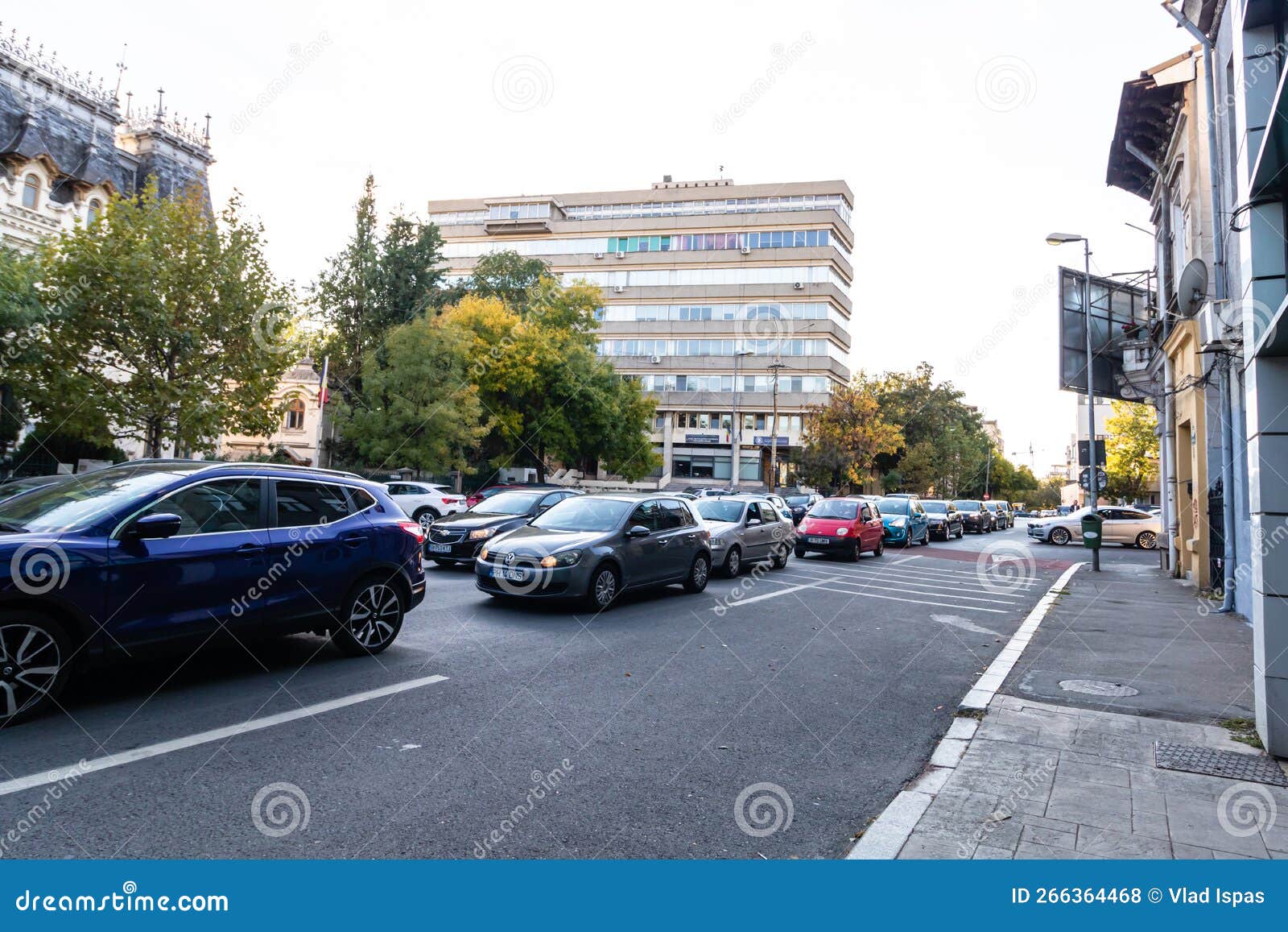 Car Traffic at Rush Hour, Car Pollution, Traffic Jam in Bucharest ...