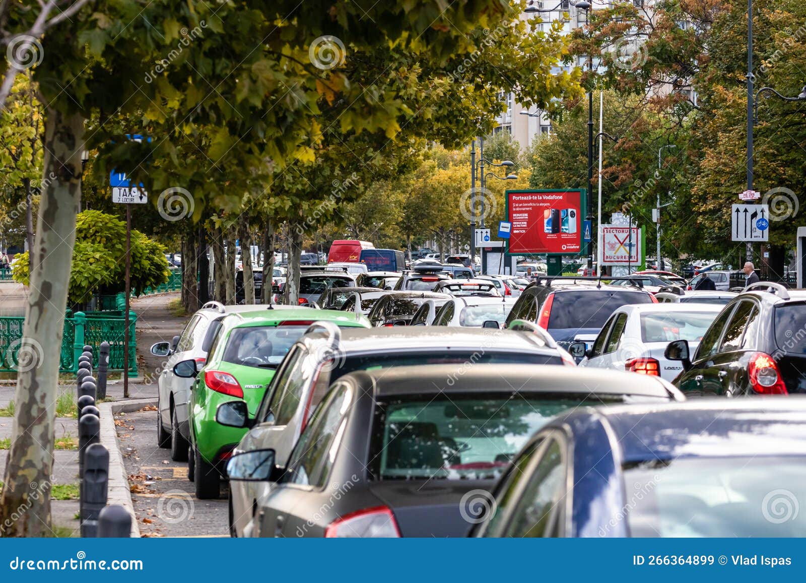 Car Traffic at Rush Hour, Car Pollution, Traffic Jam in Bucharest ...