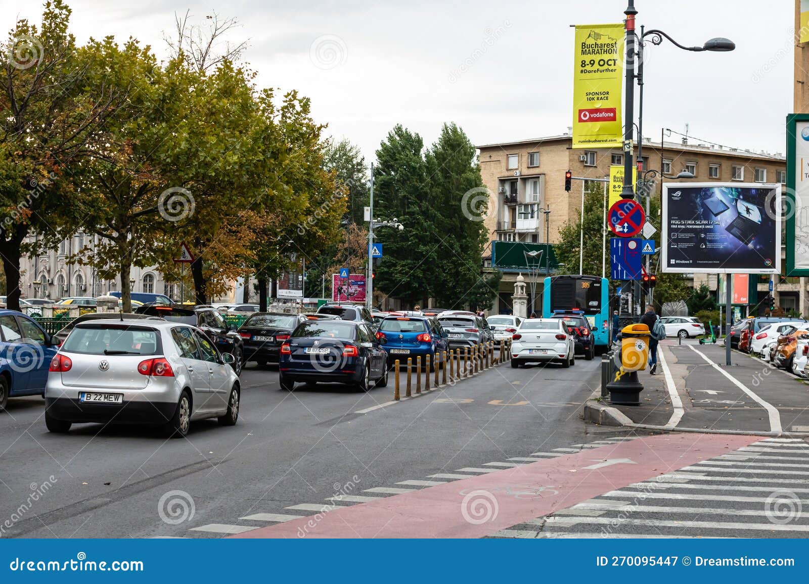 Car Traffic at Rush Hour, Car Pollution, Traffic Jam in Bucharest ...