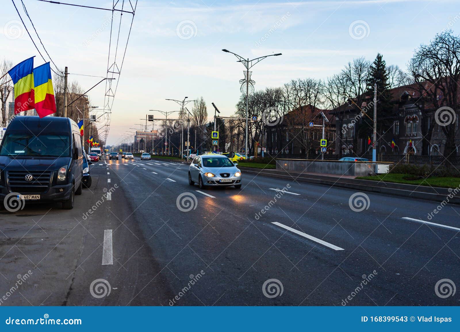 Car Traffic at Sunset on the Streets of Bucharest, Romania, 2020 ...
