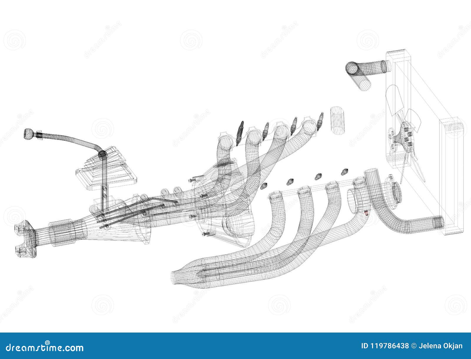 Car Transmission Architect Blueprint - Isolated Stock Illustration ...