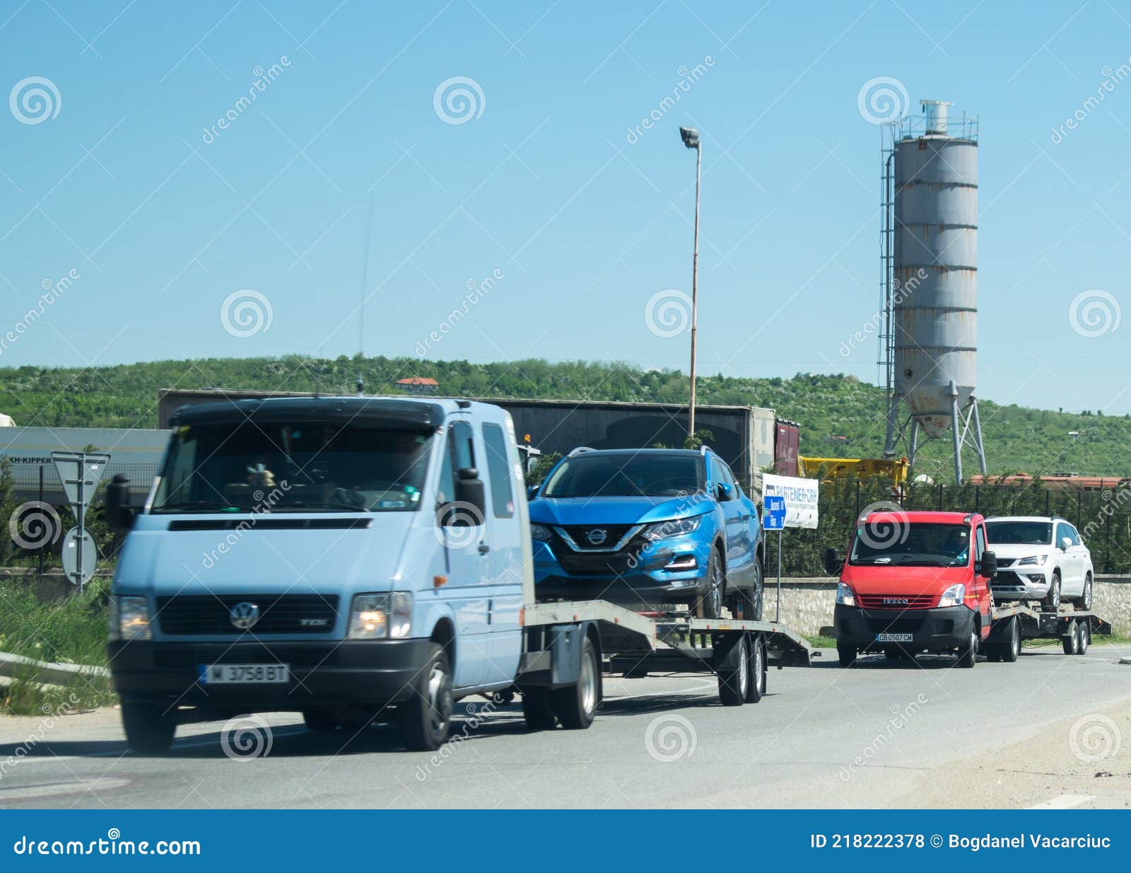Car Transport. Small Car Platforms for a Single Car Editorial Stock ...