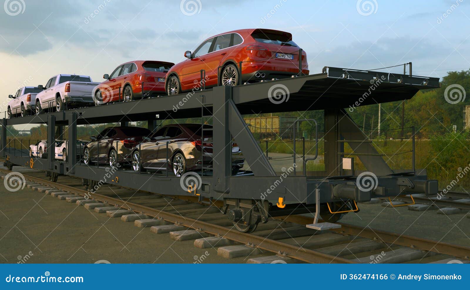 Car Transporter with Cargo Vehicles on Board Stock Photo - Image of ...