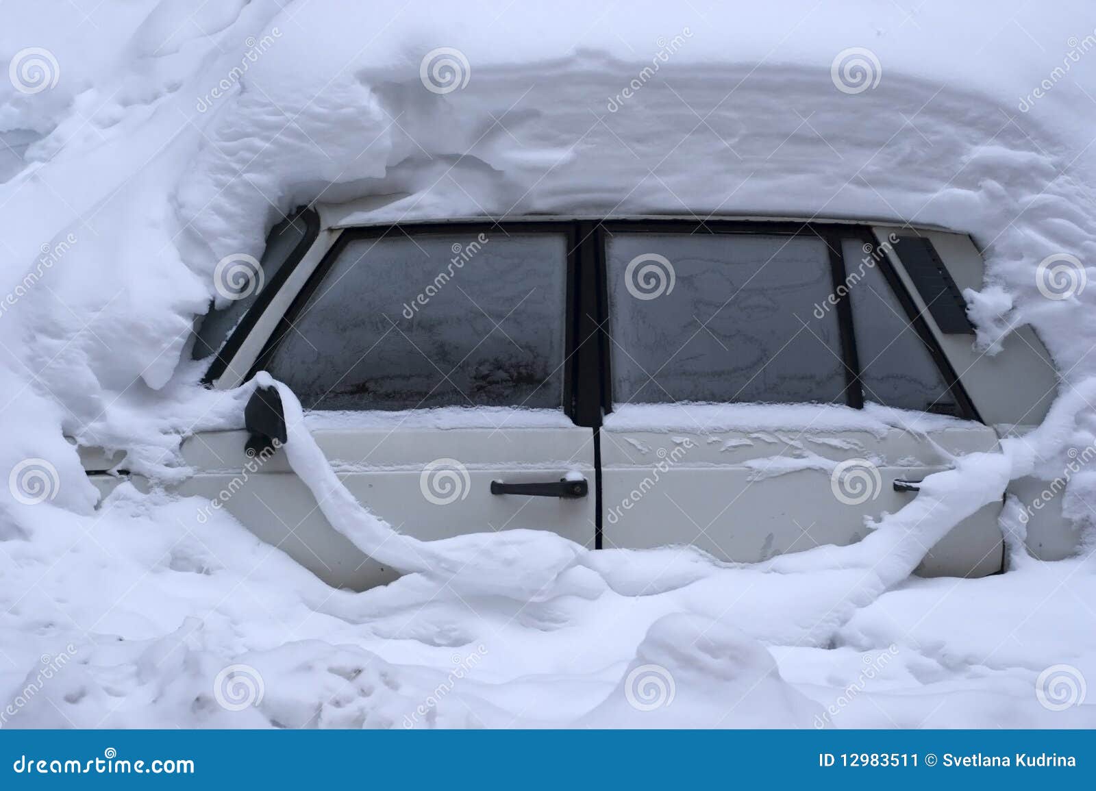 The car trapped in snow. stock image. Image of white - 12983511