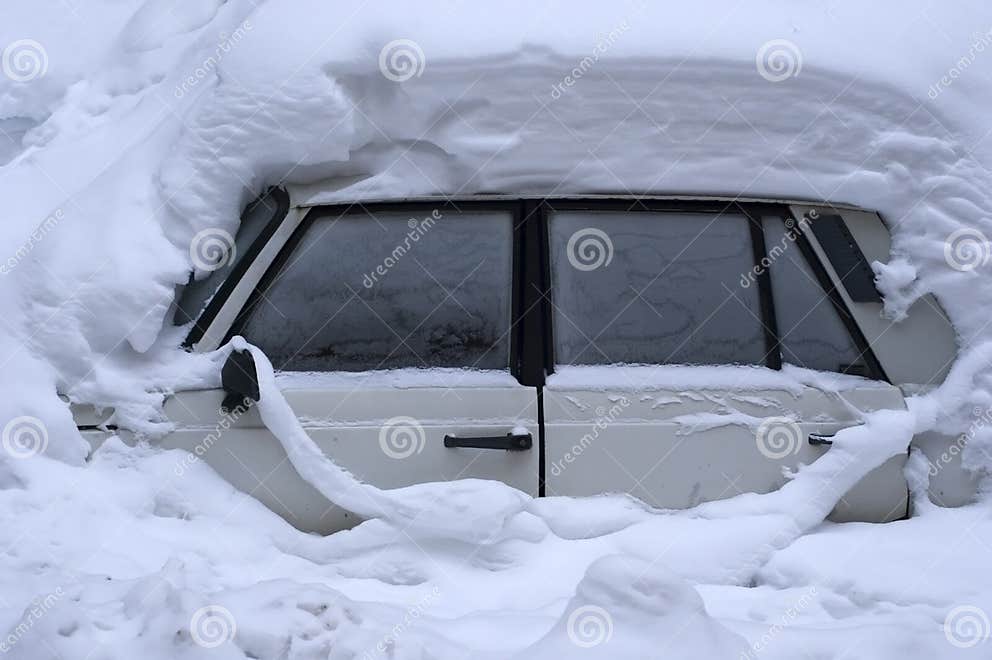 The car trapped in snow. stock image. Image of white - 12983511