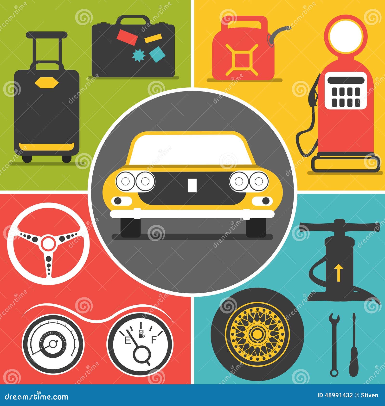 Car travel icons stock vector. Illustration of travel - 48991432