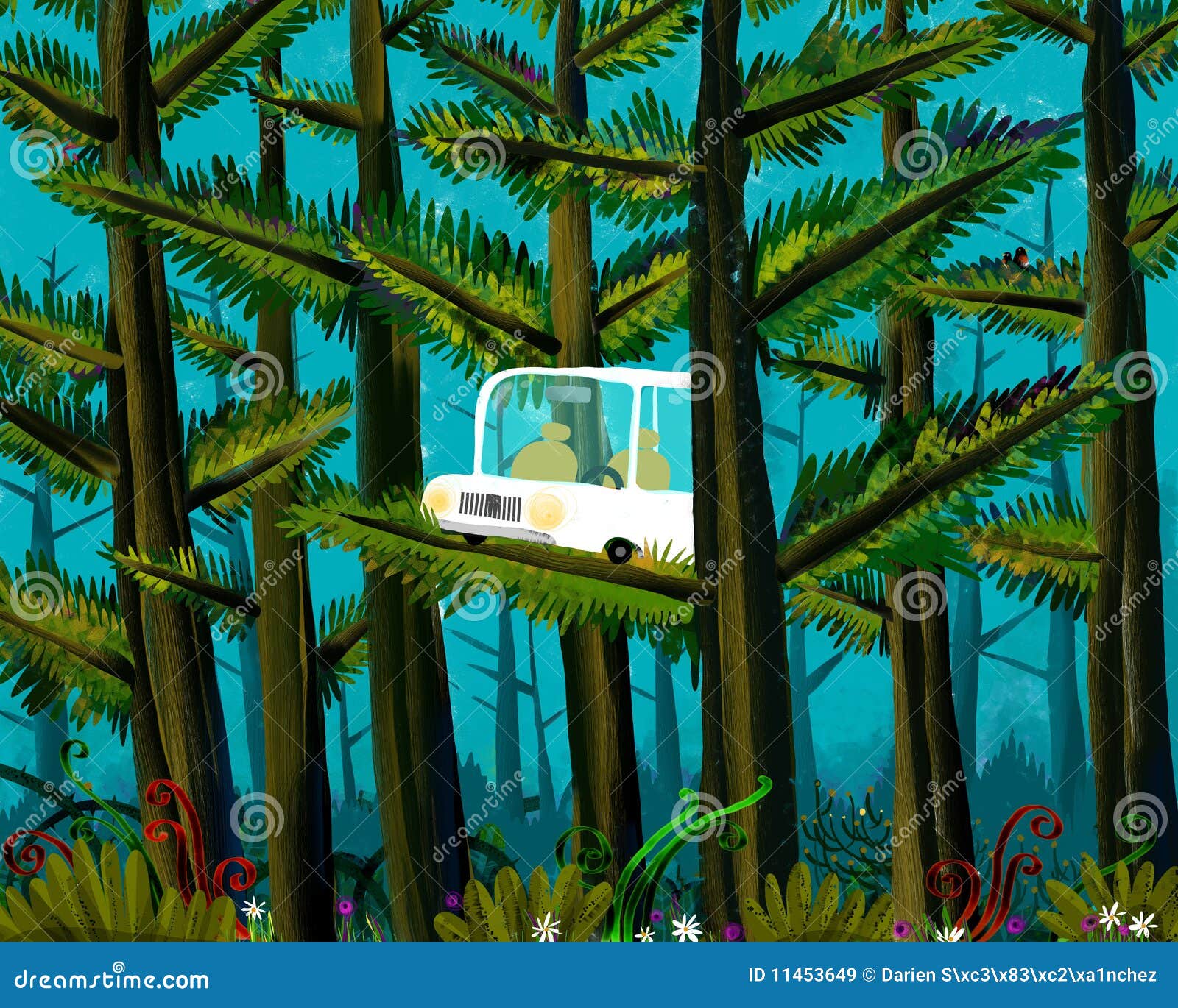 A car in a tree stock illustration. Illustration of ecology - 11453649