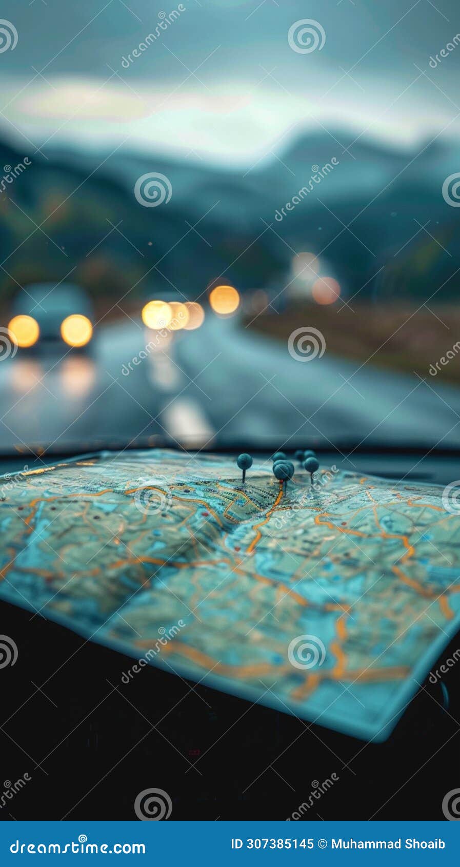 Car Trip Adventure with Road Map Navigating the Journey Ahead Stock ...