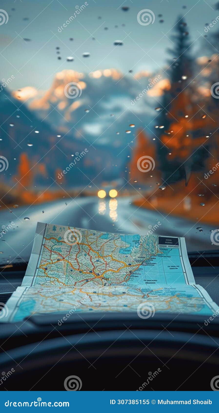 Car Trip Adventure with Road Map Navigating the Journey Ahead Stock ...
